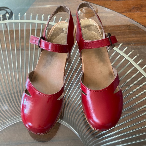 Sven | Shoes | Sven Clogs Deep Red Patent Leather High Heel Mary Jane ...